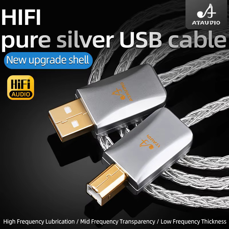 HiFi Pure Silver USB Cable HiFi Decoding DAC Audio OTG Upgrade Cable ...