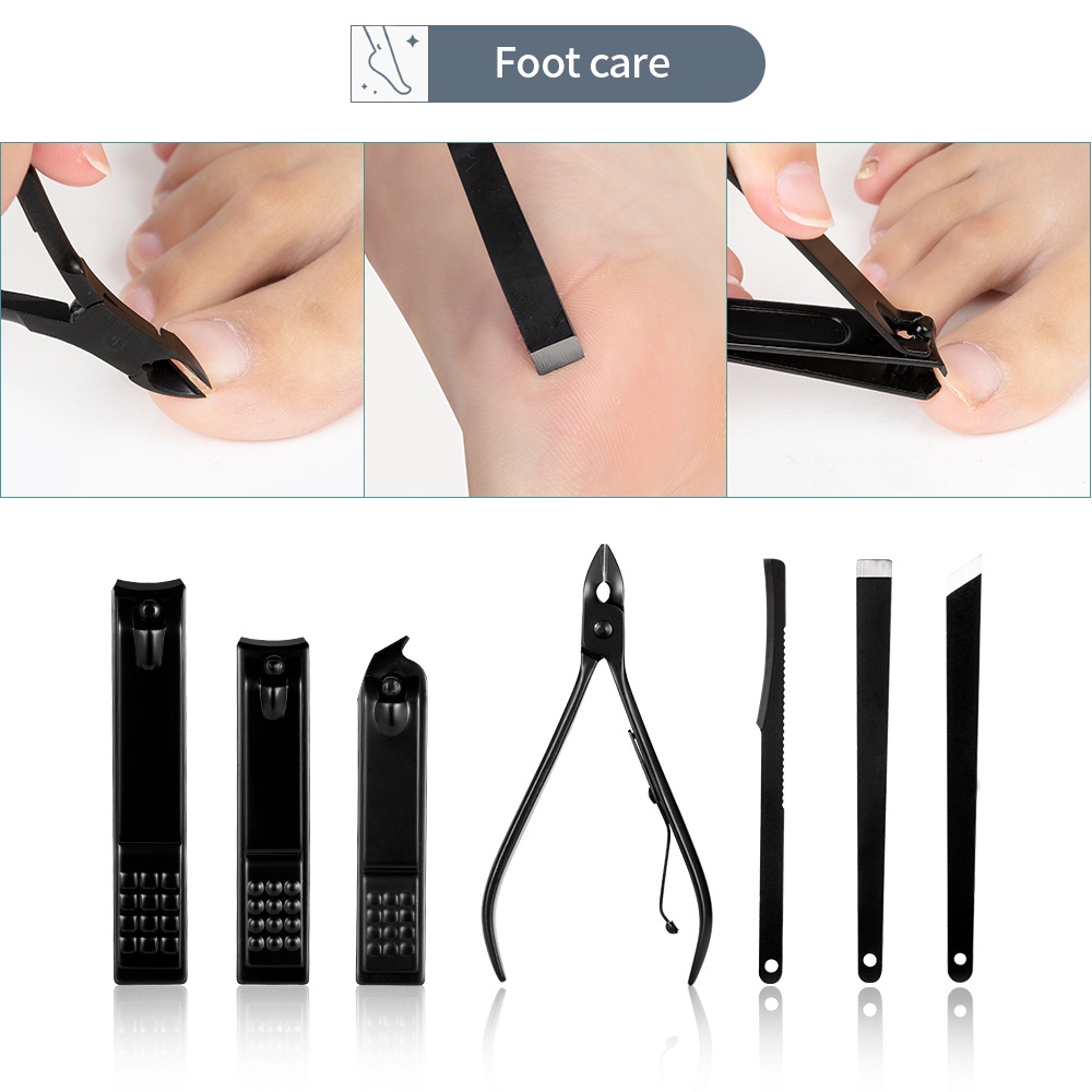 High-end Classic Black Nail Clipper Set 7/10/12/16/18 Piece Set Black ...