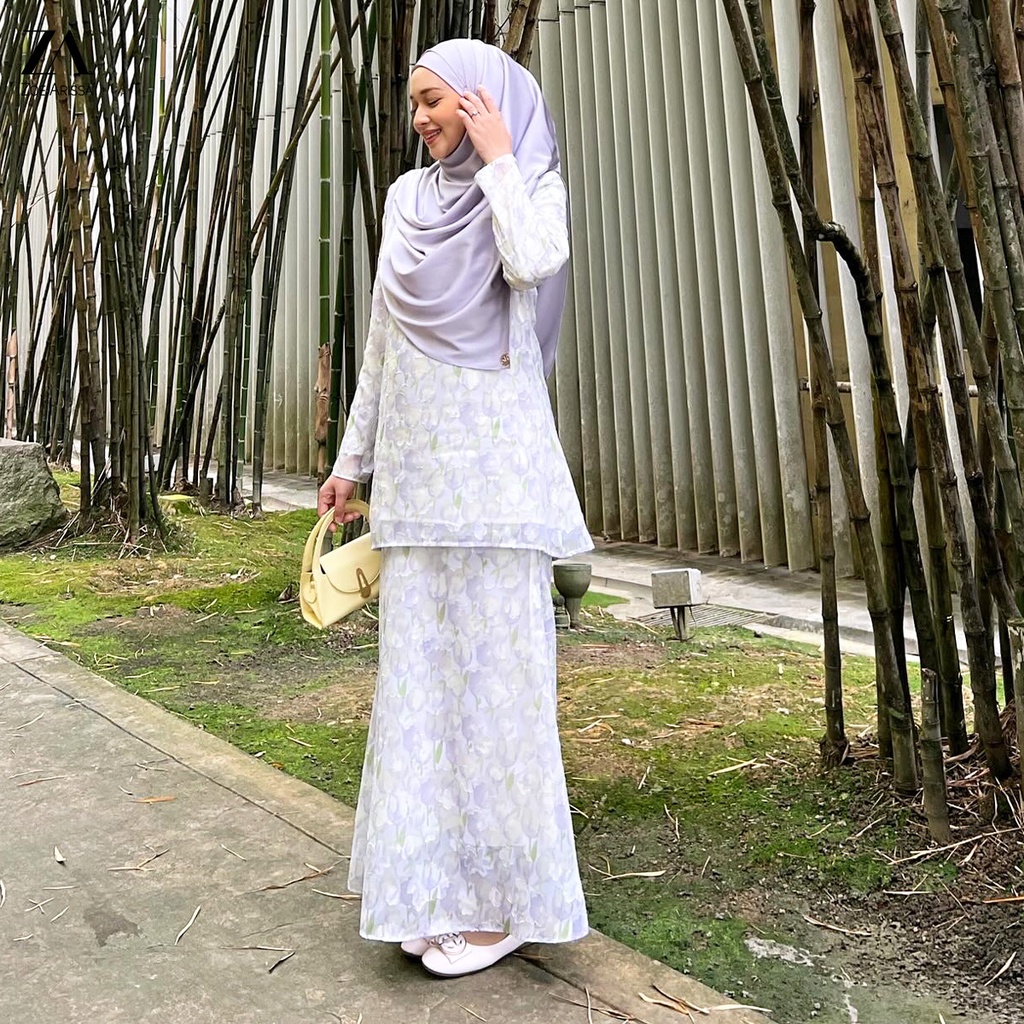 ZOE ARISSA BAJU KURUNG MODEN 2024 Rosalind Chiffon Lace Plain baju raya HAJI 2024 baju kurung ...