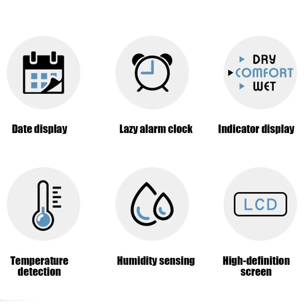 Ultra Thin Electronic Clocks Multifunctional Temperature Humidity LCD ...