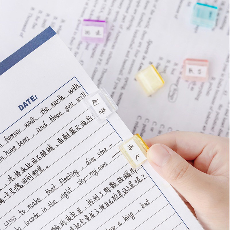 5Pcs Mini Candy Color Paper Clip Pusher / Transparent Plastic Staples ...