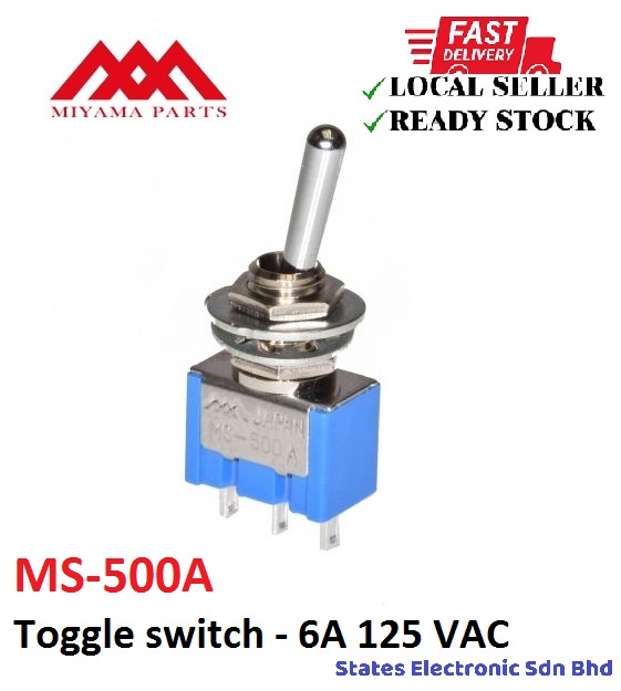 MIYAMA MS-500A Toggle switch - 6A 125 VAC, On-On (Japan) | Shopee Singapore
