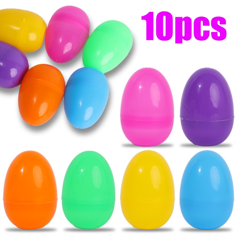 10pcs Reusable Colorful Plastic Eggs - Candies Chocolate Fillable ...