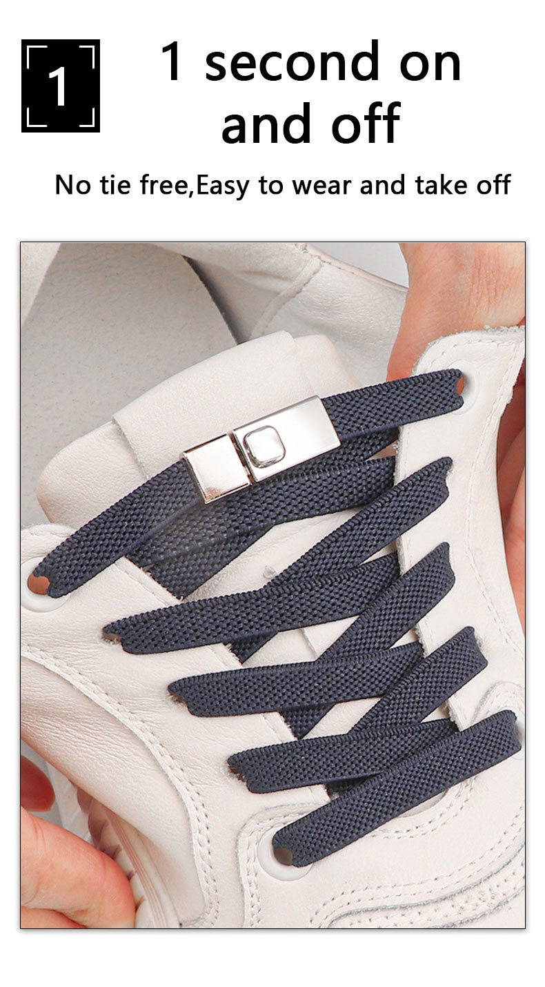 8MM No-Tie Elastic Shoelaces Press Lock Flat Laces for Kids & Adults ...