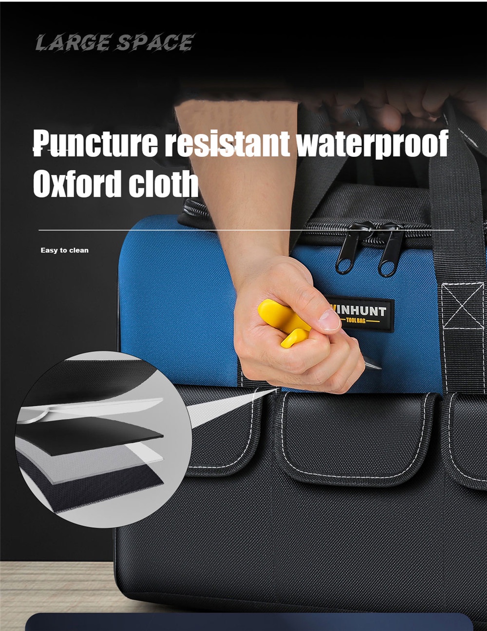 Winhunt Square Tool Bag Waterproof Multi Pockets Tool Organizer Tool ...