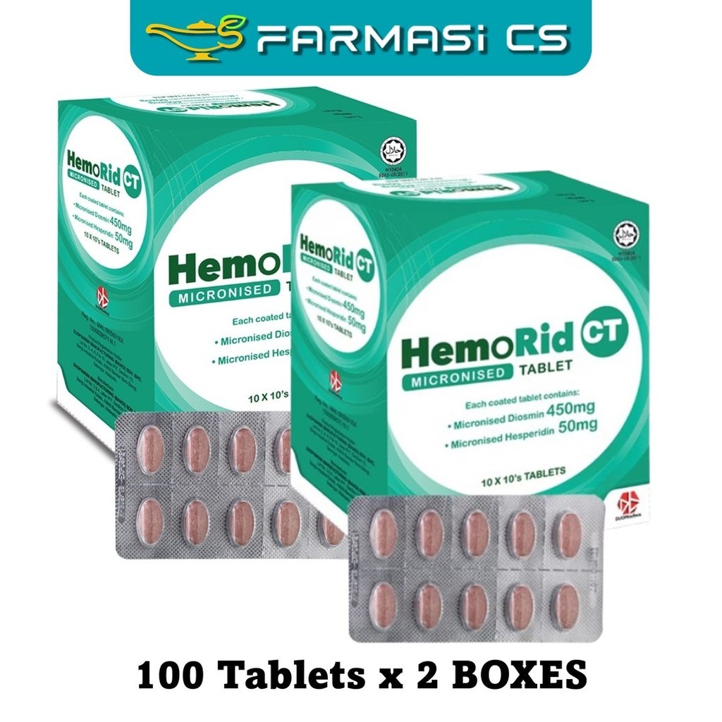 HemoRid Micronised Tablet 100 Tablets x 2 boxes (TWIN) EXP:05/2027 ...