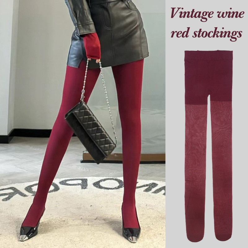 Tights Silk Pantyhose - Wine Red Stockings - Sexy, Vintage, Fashion ...