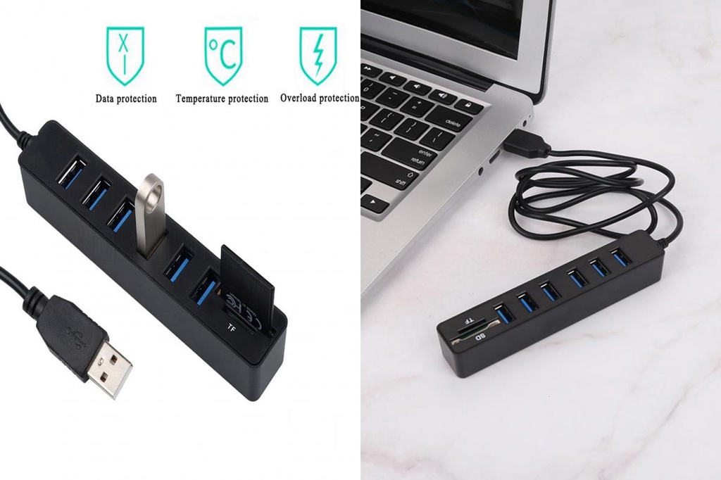 USB Hub with Long Cable 6 Ports Big Expansion Plug And Play Hot ...
