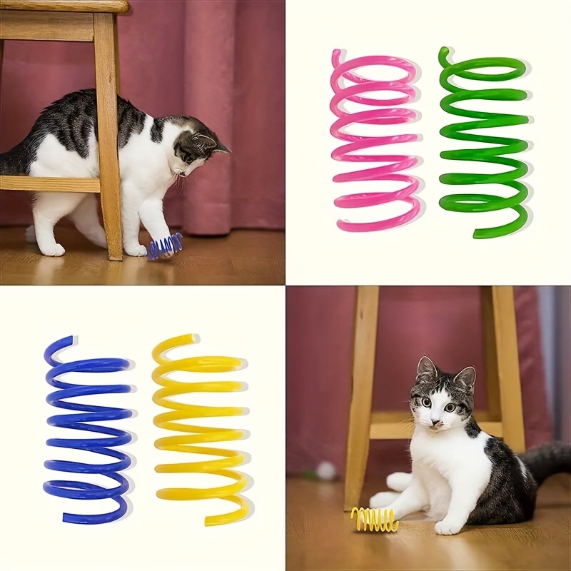 New Cat Spring Toys - 4 pcs of Colorful Plastic Spring Coils for Indoor ...