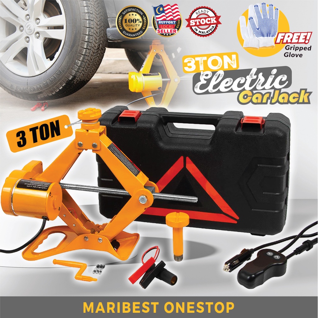 3 Ton Electric Car Jack Kit with Storage Box Emergency Jek Tayar Kereta ...