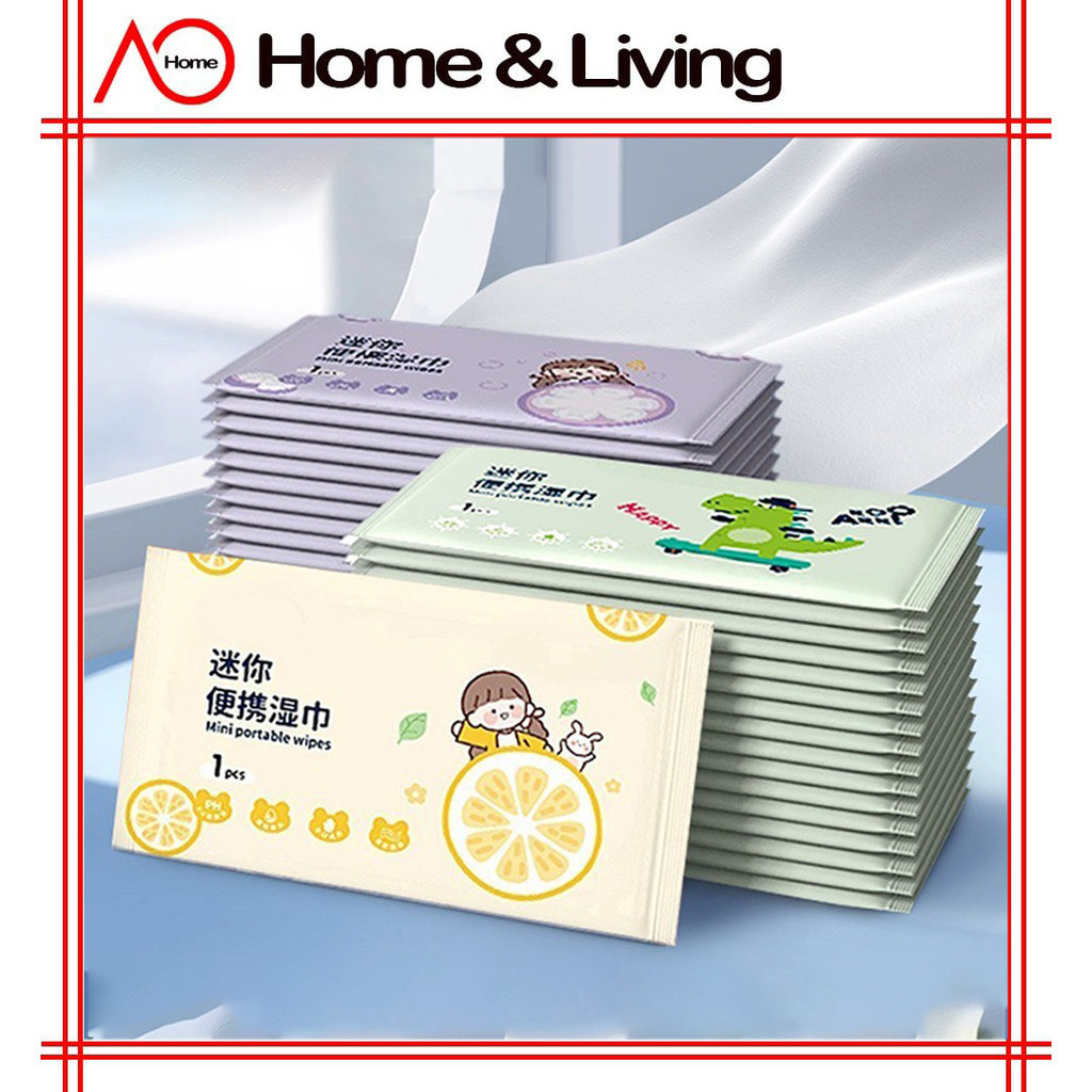 AO Home [50pcs/bag] Mini Wet Wipes Individual Disposable Baby Hand And ...