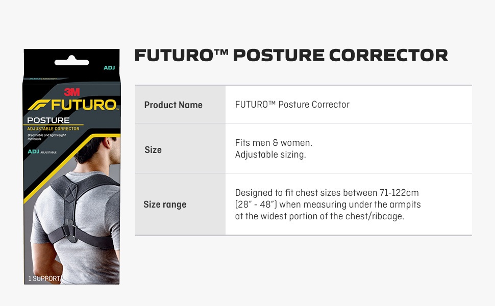 3M™ Futuro™ Adjustable Posture Corrector, 46832ENR, 1 pc/pack, One Size ...