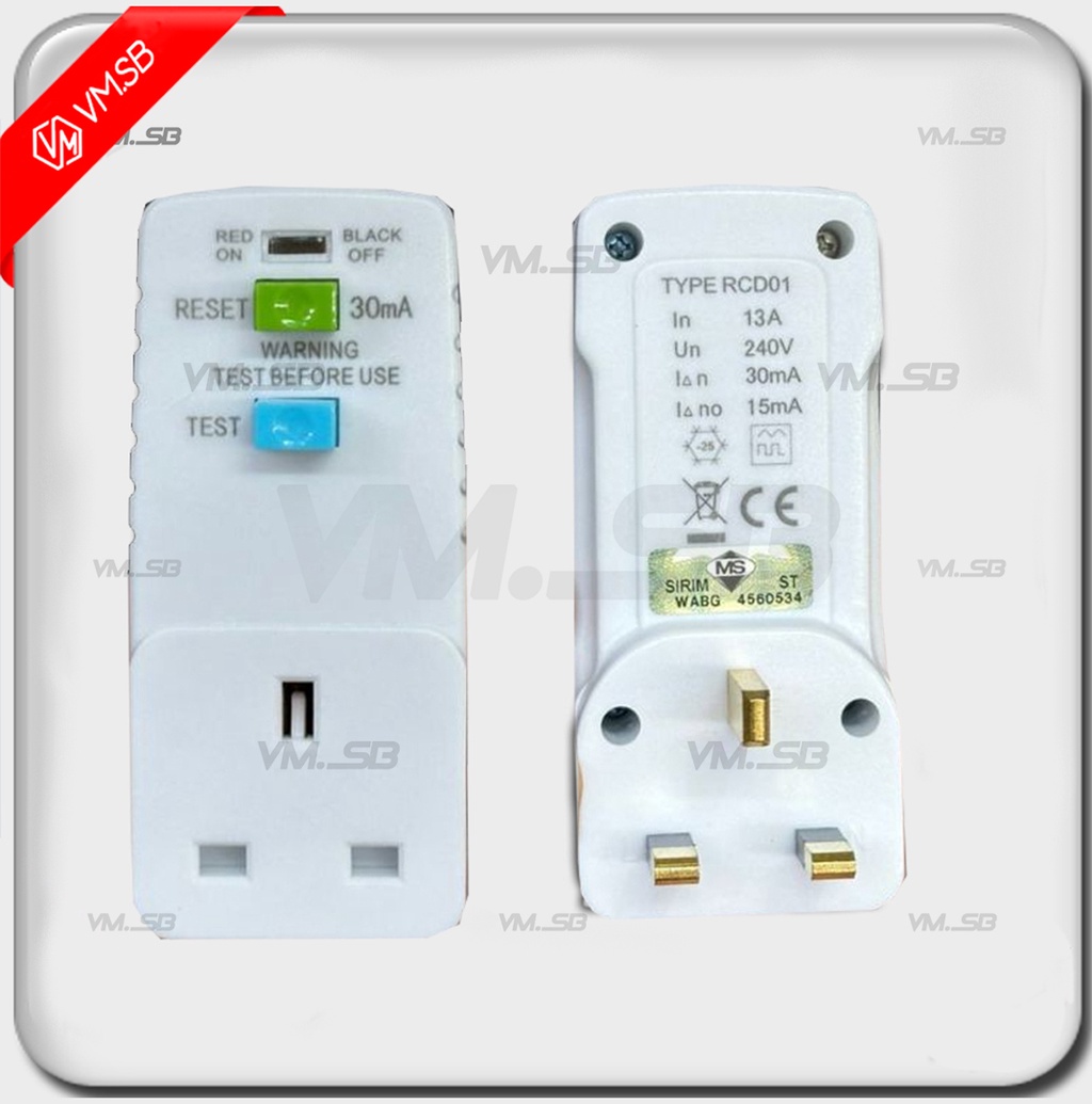 Adaptor Power Protection RCD ELCB Safety 10mA 30mA UK Plug Tester 230V ...