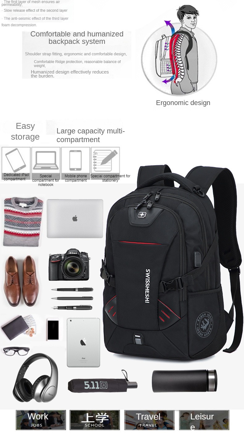 Swissgear backpack travel man 15.6/17.3 inch laptop backpack waterproof ...