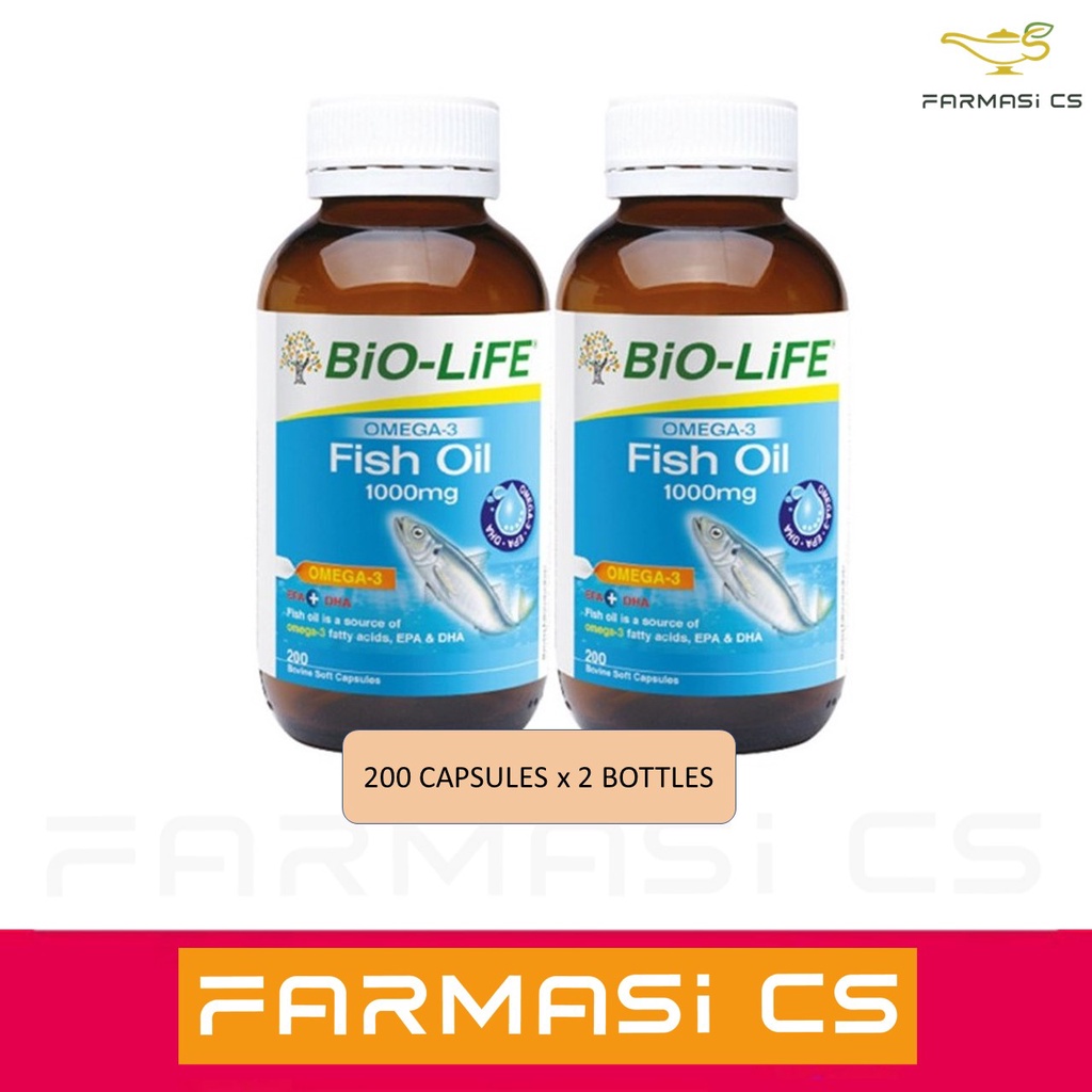 [ EXP: 03/2026 ] Bio-Life Fish Oil 1000mg 200 capsules x 2 Bottles ...