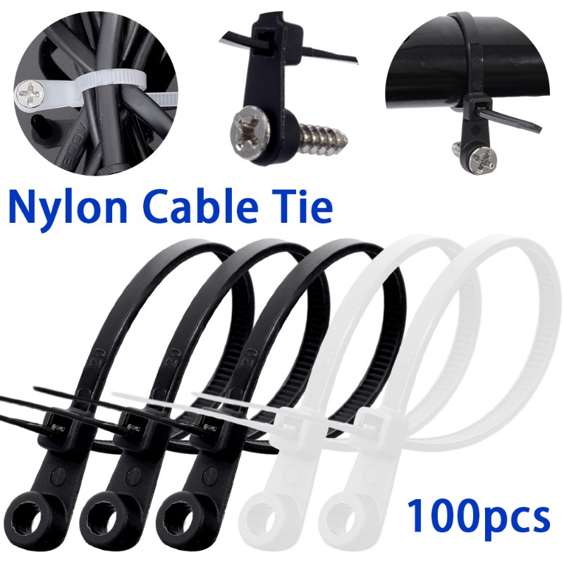 100Pcs DIY Nylon Markable Cable Tie Tag Labels / Adjustable Self ...