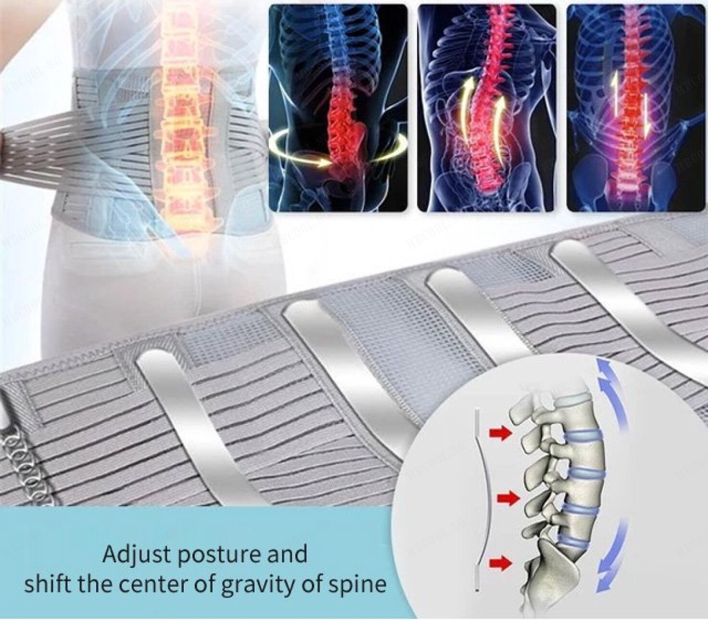 🎈HOT🎈 Waist Back Support Belts Waist Trainer Compression Springs Spine ...