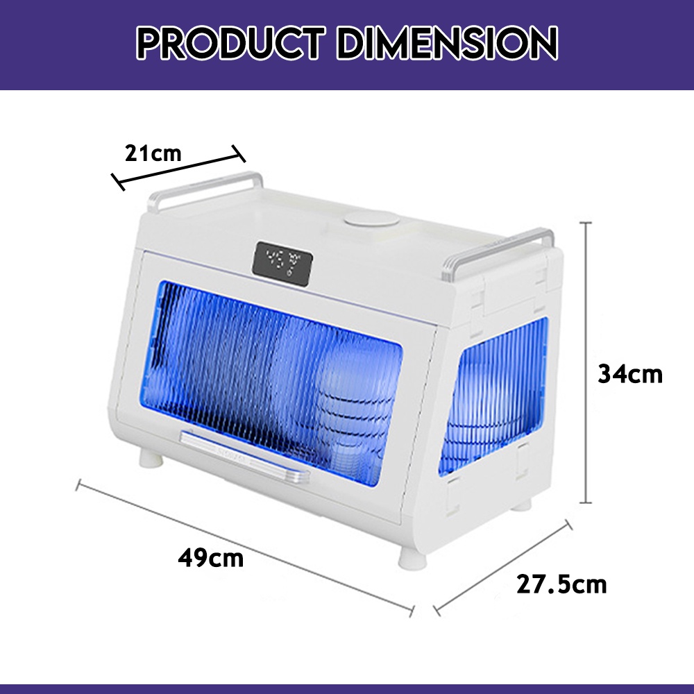 Encora Dish Rack Dish Drainer Storage Box UV Sterilizer Rak Pinggan ...