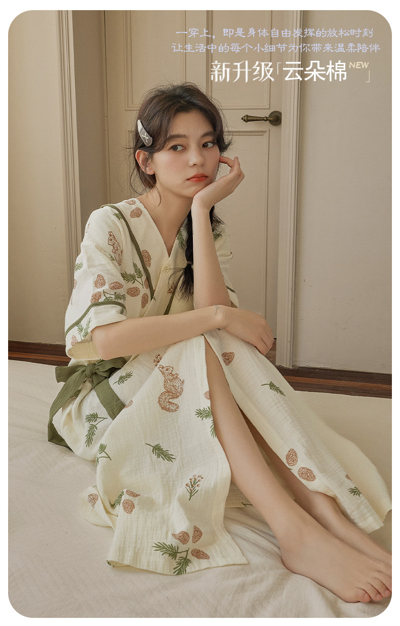 Japanese kimono Night dress Cotton Pajamas Women Padded Pyjamas dress ...