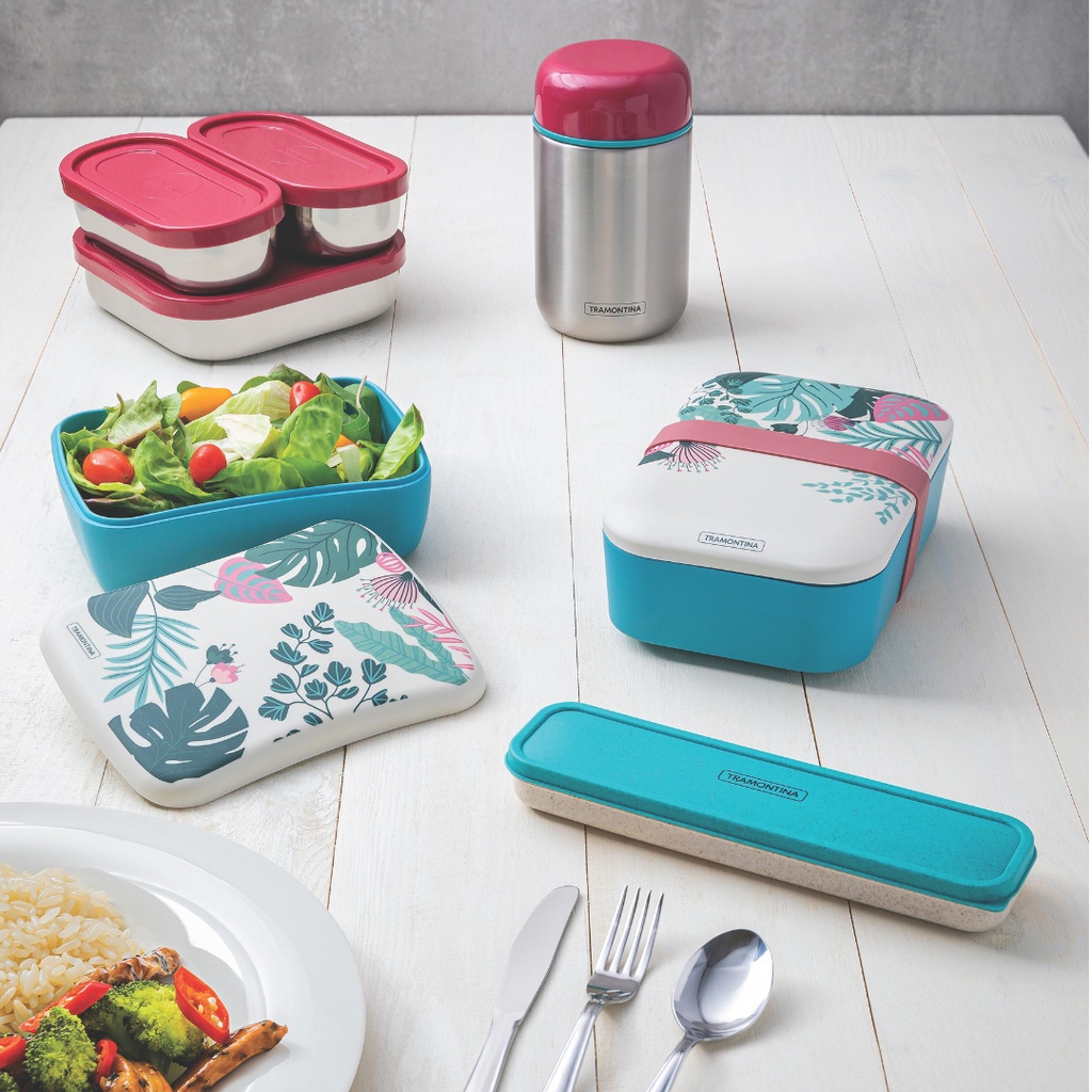 Tramontina By Me Bento Lunch Box/Thermal Food Jar/Food Box Utensil set ...
