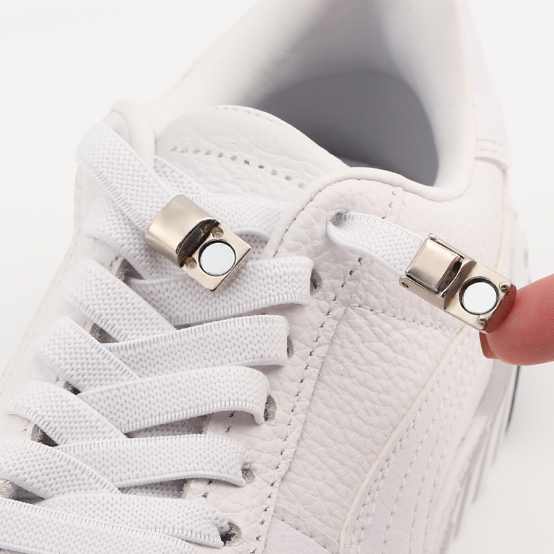 NEW No Tie Shoelaces Magnetic Shoe Laces Clip Flat Elastic Stretch ...