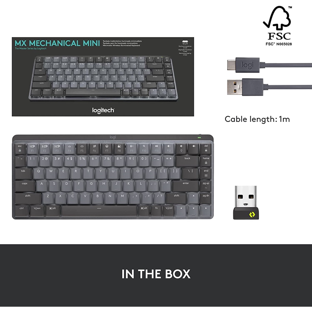 Logitech MX Mechanical Mini Wireless Keyboard Graphite,3 Unique Switch ...