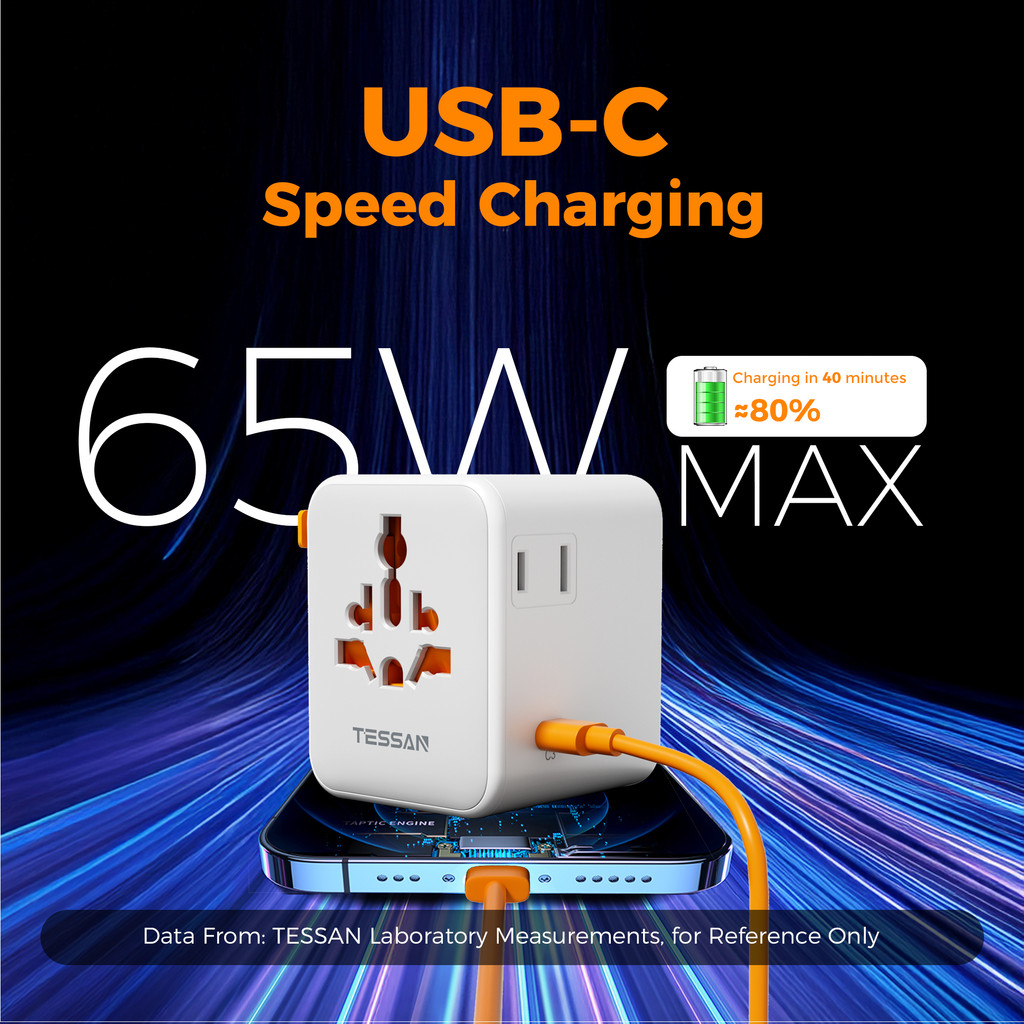 TESSAN Universal Travel Adapter Extra 2 Prong AC Outlet Smaller ...