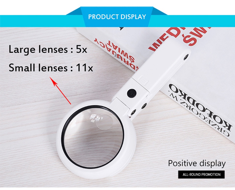 Portable Handheld Magnifying Glass with LED Light Foldable Desktop ...