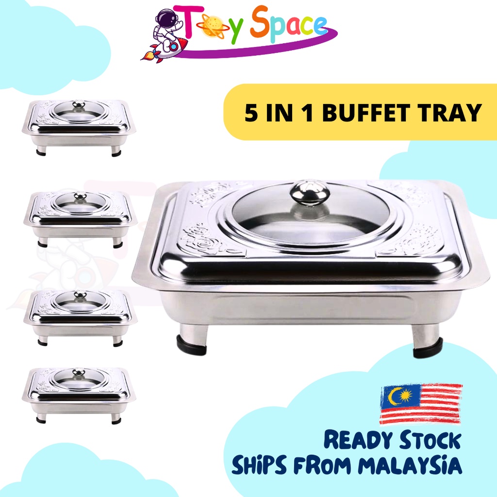TOYSPACE 5 Set Buffet Tray Buffet Kenduri Buffet Pan Food Tray Serving ...