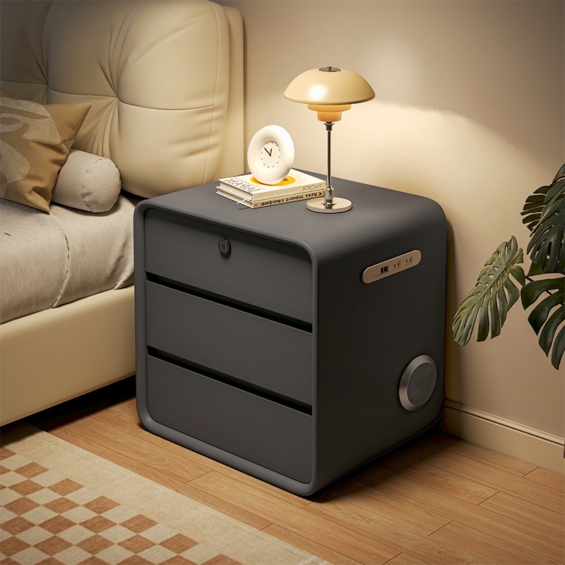 Smart Bedside Table Simple Modern Multifunctional Solid Wood Bedside ...