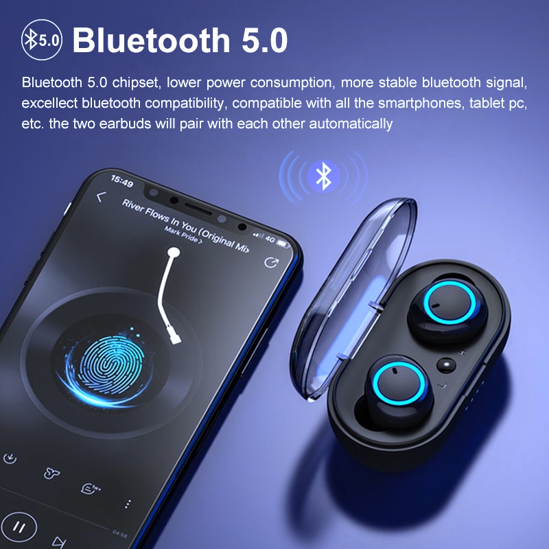 Tecsire TWS Stereo Bluetooth Earphone Wireless Earbuds Touch Control ...