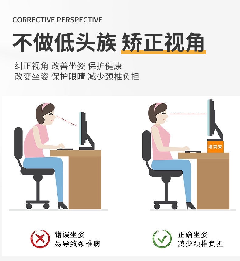 Computer Monitor Elevated Rack Computer Stand Multifunctional Riser ...