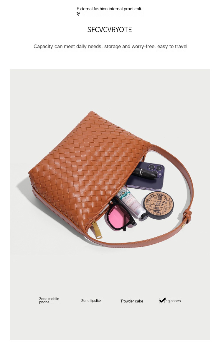 Small Woven Bag PU leather All-Match Hand-Woven Fashion Simple Lunch ...