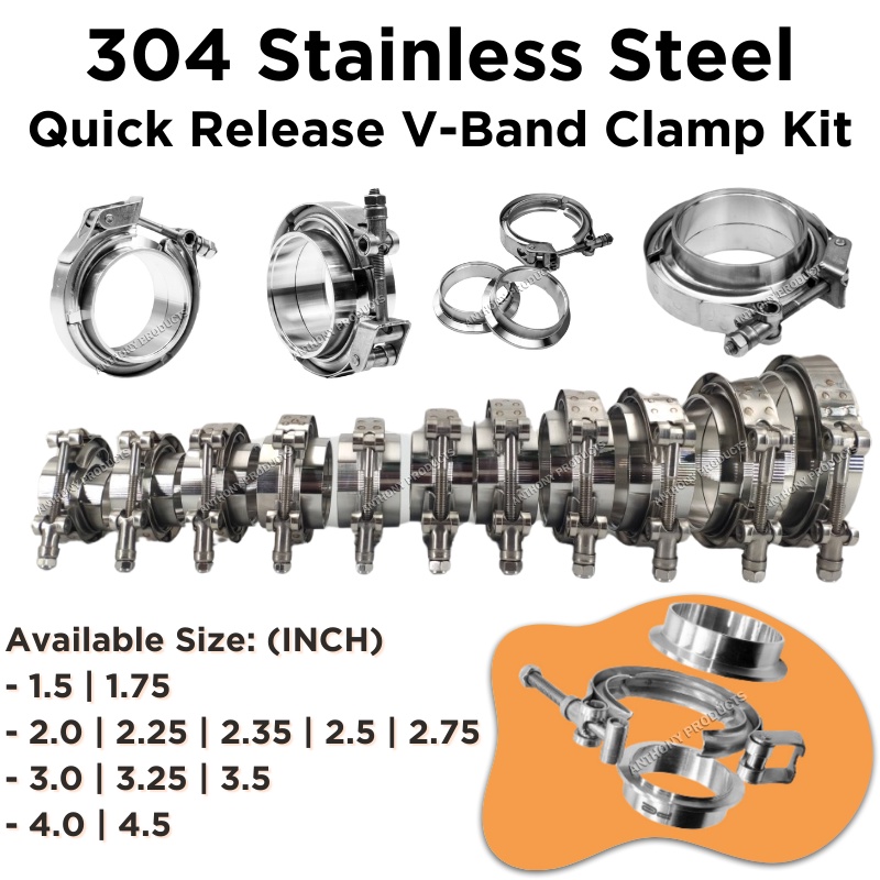 304 Full Stainless Steel V-Clamp V-Band Car Exhaust V Band Clamp Flange ...
