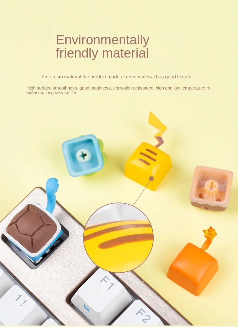 resin mechanical keyboard personalized keycap Pokémon keycap cross axis ...