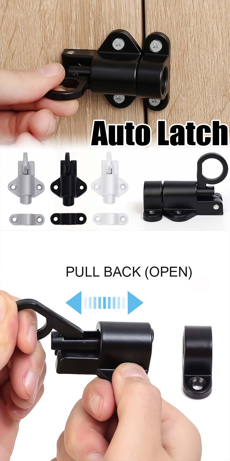 90 Degree Right Angle Latch With Screws - Heavy Duty Security Bedroom ...