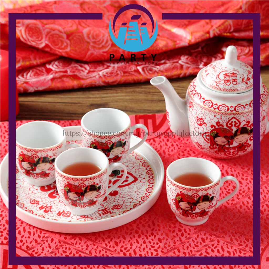 Double Happiness Tea Pot Set / 双喜敬茶套/ Wedding Tea Set / Ceramic Tea Set ...