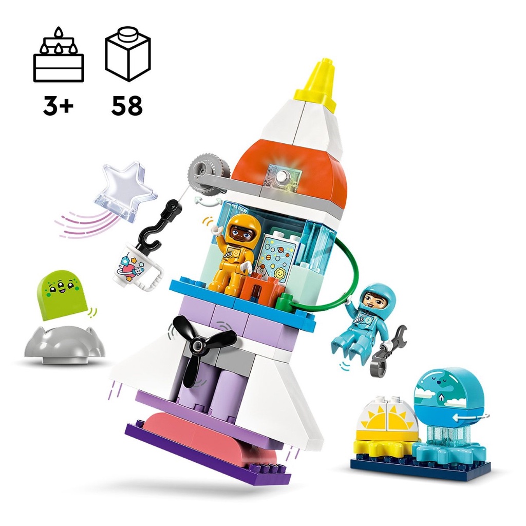 LEGO 10422 DUPLO 3in1 Space Shuttle Adventure Building Toy Set (58 ...