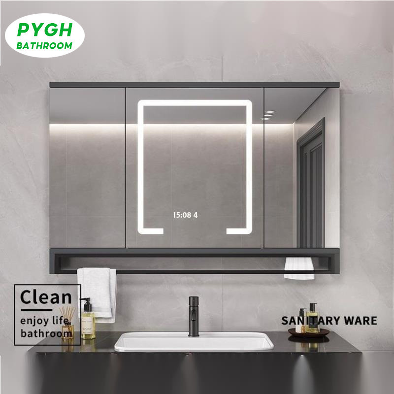 Intelligent folding hidden mirror bathroom sliding mirror cabinet ...