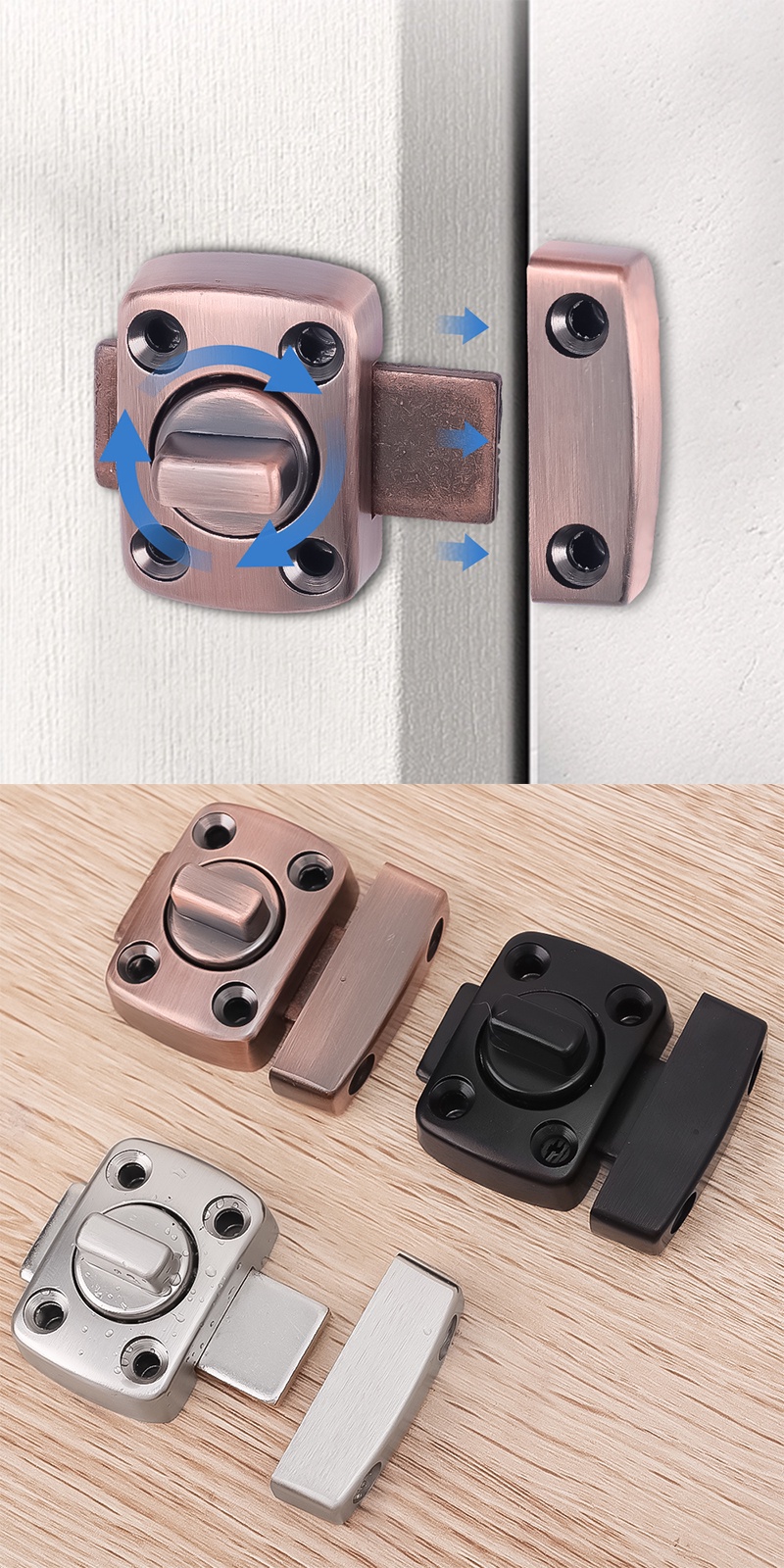 90 Degree Right Angle Latch With Screws - Heavy Duty Security Bedroom ...