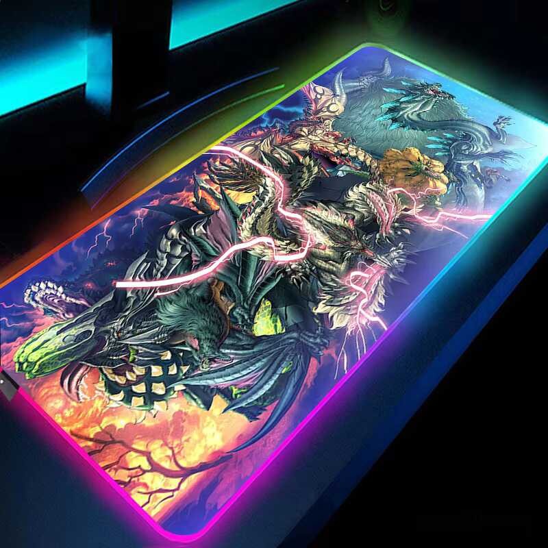 Large RGB Mouse Pad XXL Gaming Mousepad LED Mouse Pad Monster Hunter ...