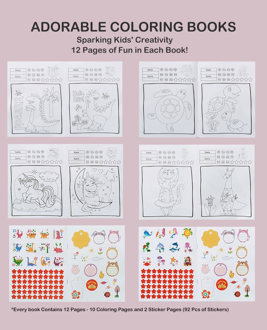 Coloring book with Sticker for children, Early Educational Painting ...