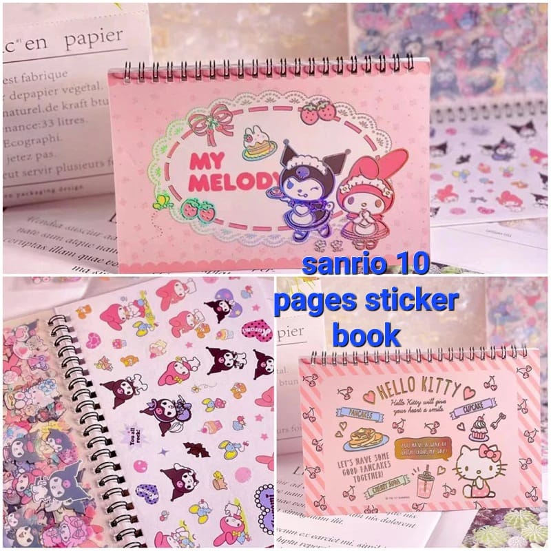 Sanrio Sticker Book 10 pages Kuromi Melody Cinnamoroll Sticker Book ...