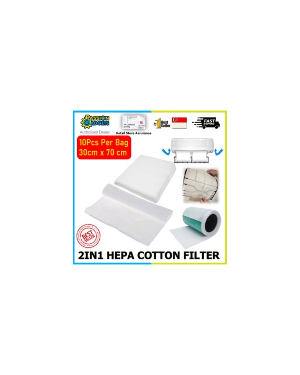 2in1 Hepa Cotton Filter Electrostatic Filtering Net Soot Aircon Filters ...