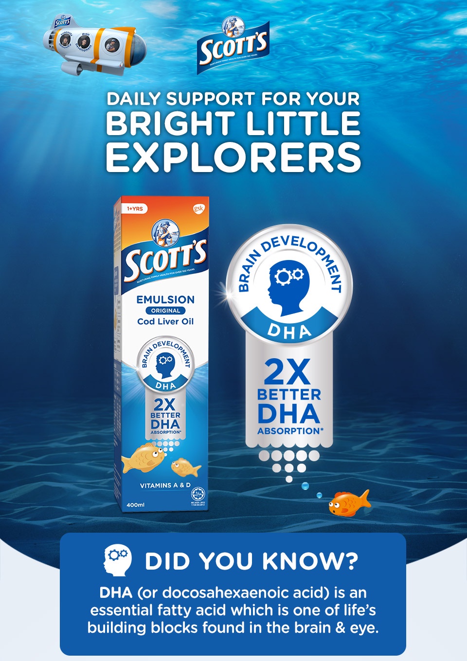 SCOTT'S Emulsion Cod Liver Oil with Omega 3 Fatty Acid DHA for Children ...