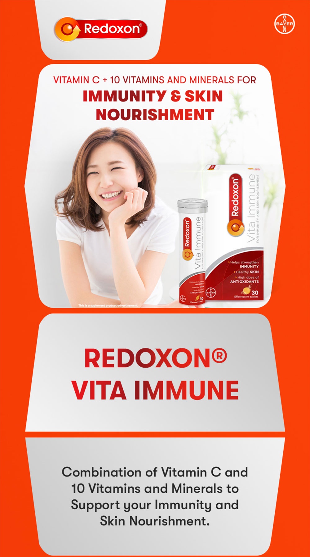 [Bundle of 8] Redoxon Vita Immune Orange 30 Effervescent Tablets Exp ...