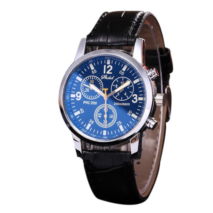 2PCS Men Watch Wallet Set Business Multi Color Round Dial PU Leather ...
