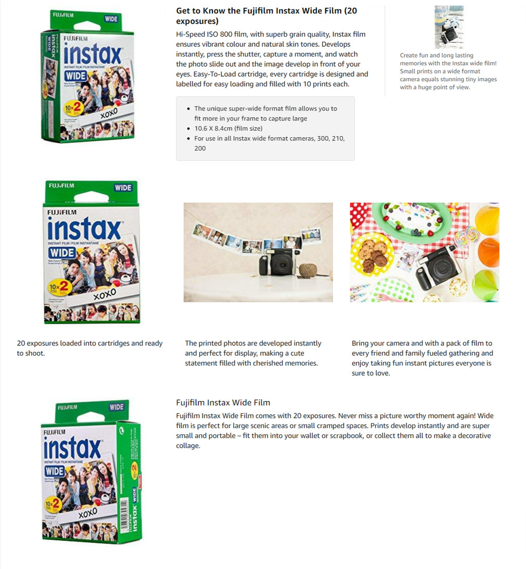 Fujifilm Instax Wide Film Twin Pack (White) (New Packaging) | Shopee ...