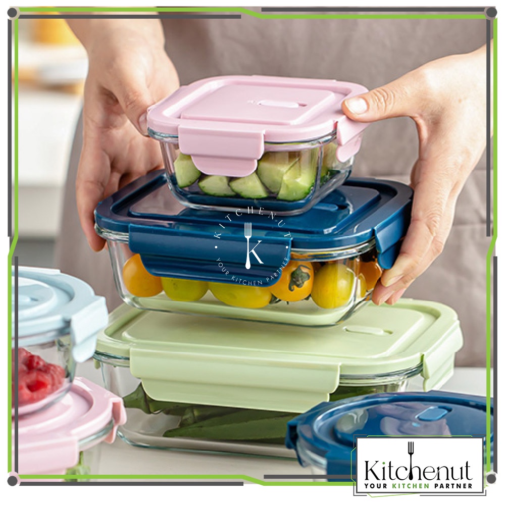 Kitchenut Borosilicate Glass Container Lunch Box Bekas Makanan Kaca ...