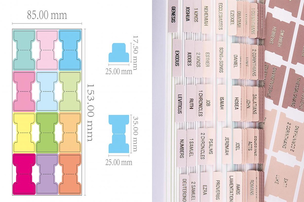 Easy Reading Book Index Labels Clear Printed Bible Labels Large Print ...